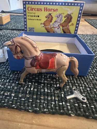 Vintage Wind Up Bucking Horse Tin Toy With Box And Key | eBay