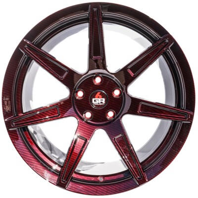 20" Project 6GR Seven Spoke Wheels Carbon Fiber Hydro Dip Red Tint ...