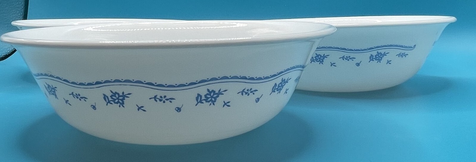 Corning Corelle Morning Blue flower set of 3 Cereal bowls 6.25' Vintage ...