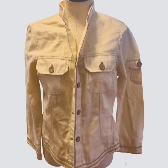Singrid Olsen, Cream colored button up jacket. - Gem