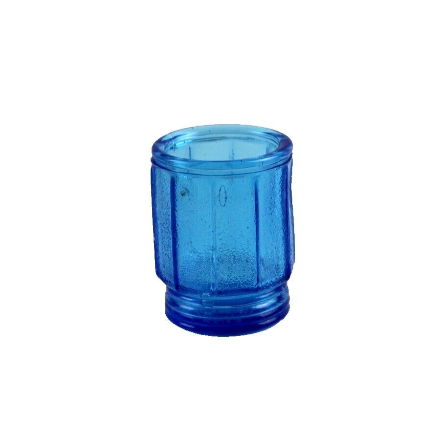 2 1/8" Paneled Barrel Shaped Blue Glass Toothpick Holder Made in Taiwan ...