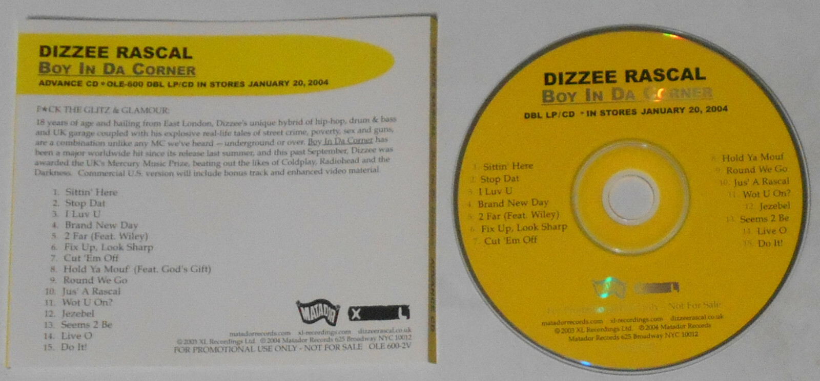 Dizzee Rascal - Boy In Da Corner - 2004 U.S. promo cd | eBay