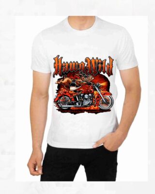 Motorcycle Hawg Wild Biker Art T shirt Live to ride | eBay