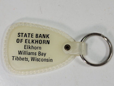 Vintage State Bank Of Elkhorn Williams Bay Tibbets WI 3" Key Ring Key ...