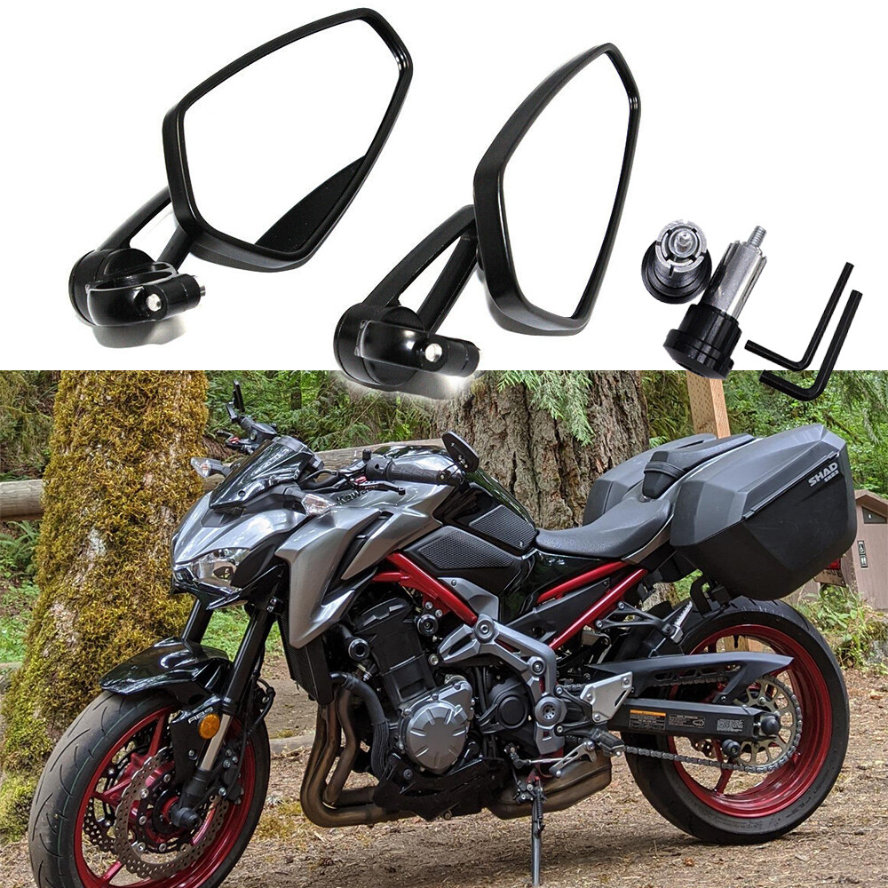 7/8" Motorcycle Handle Bar End Mirrors Black For Yamaha Z900 Z800 ...