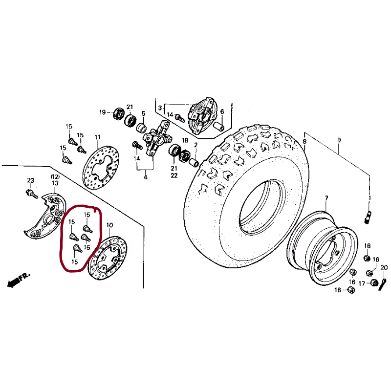 HONDA TRX 250X, 250R TRX250R FRONT BRAKE ROTOR MOUNTING BOLT 90105-HB9 ...