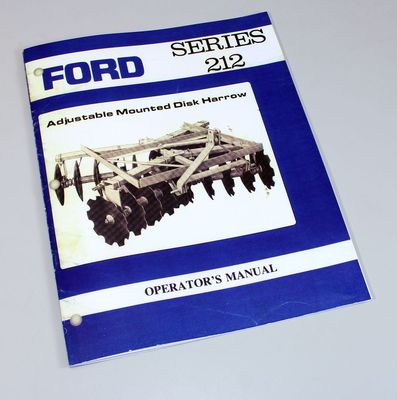 Ford Series 212 Adjustable Mounted Disk Harrow Operators Owners Manual ...
