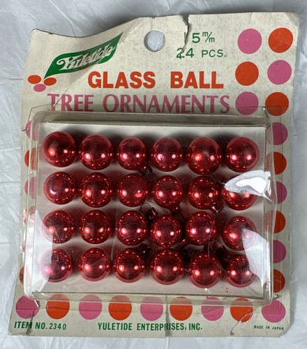 Lot VTG Glass Feather Tree Red BALL Bulbs 15mm Mini Christmas Ornament ...