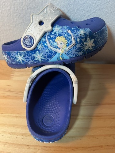 Crocs Clog Disney Frozen Light Up Snowflakes Blue White Kids C 11 Elsa ...