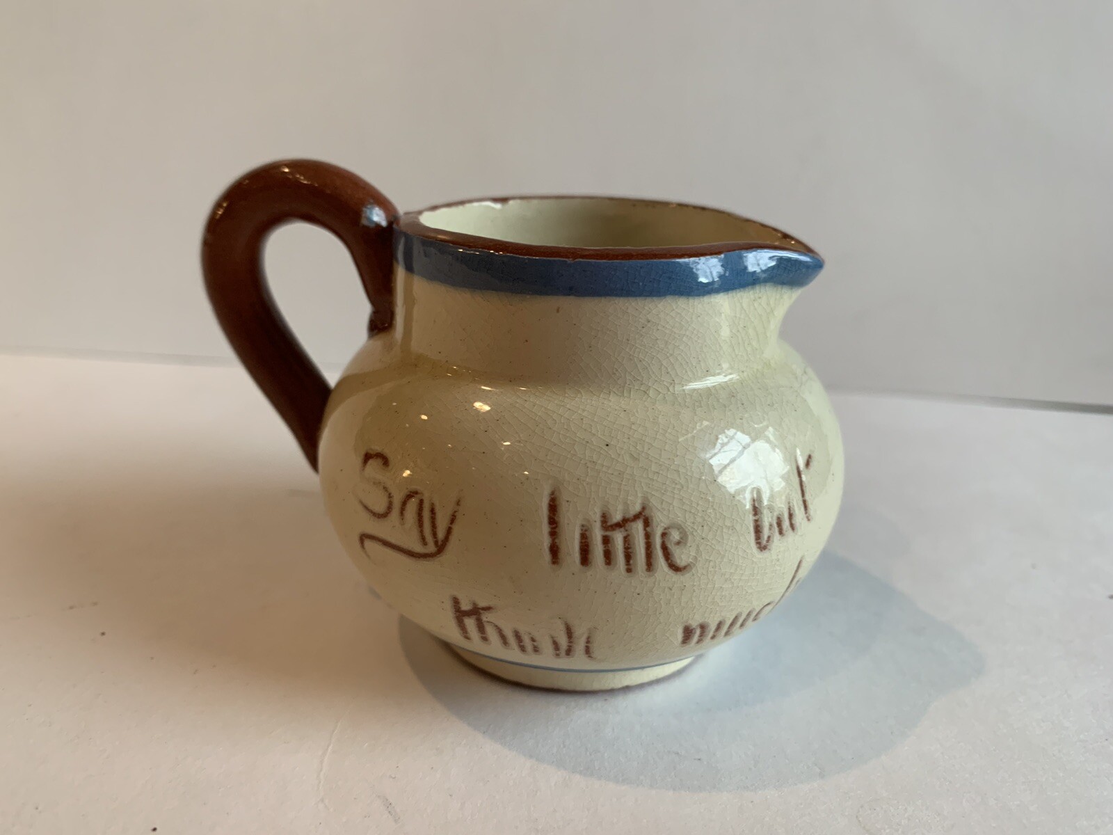 Watcombe Devon Motto Ware England Mini Creamer Jug Pitcher Say Little ...
