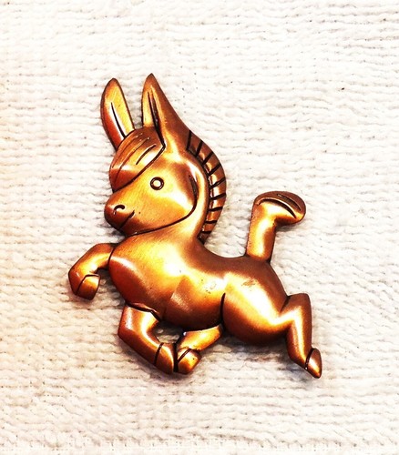 CLASSIC PIN BROOCH DONKEY HORSE FILLY MULE BIG EARS HOOVES COPPER ...