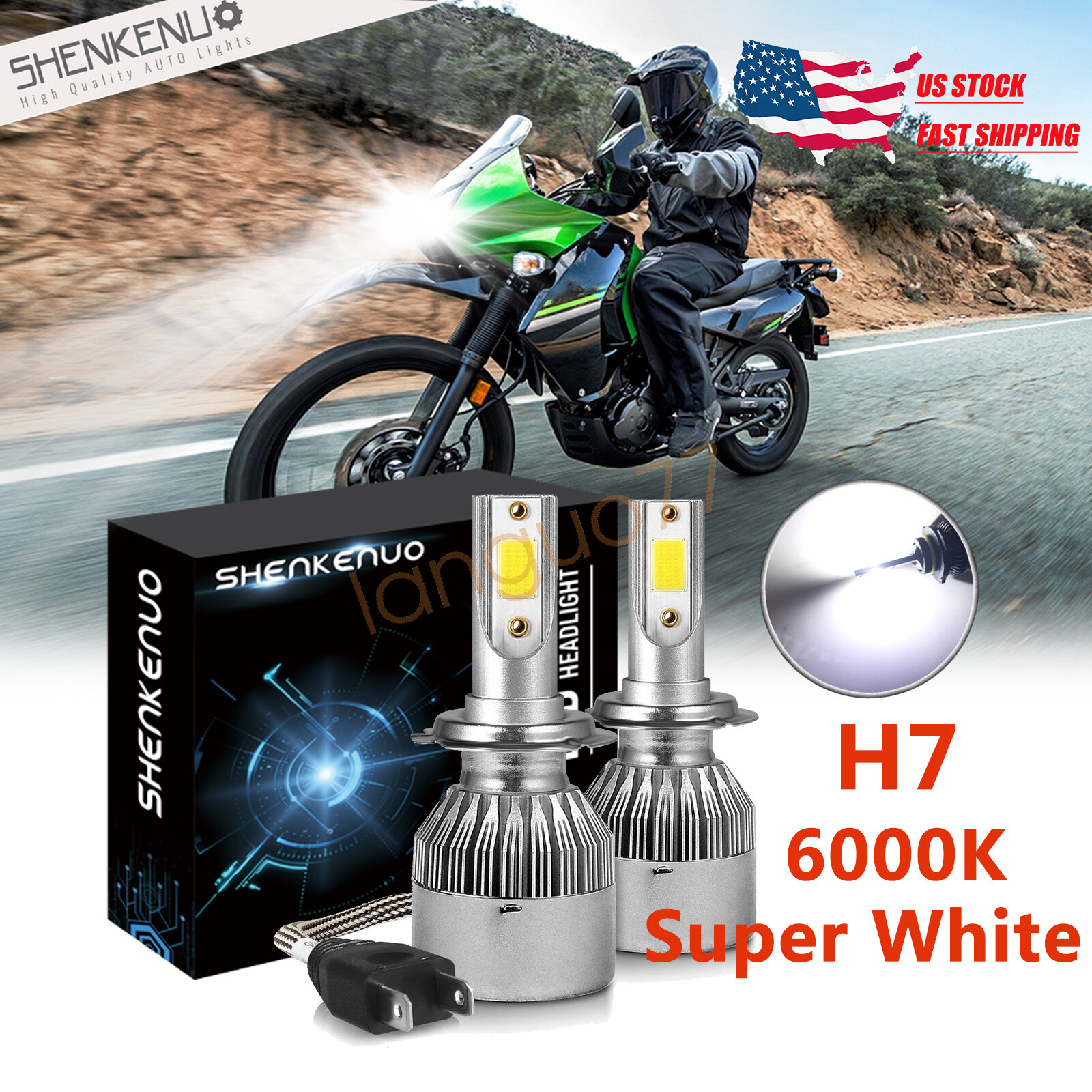 6000K white Headlight LED Bulbs High Low Beam For 2009-2015 KAWASAKI ...