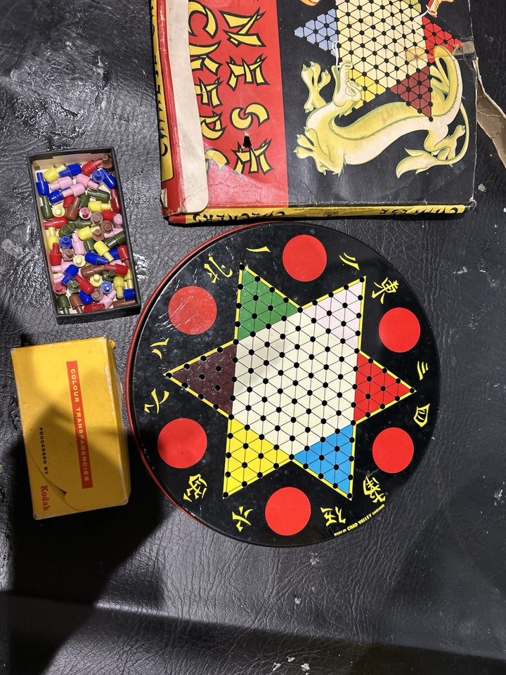 Vintage Mid Century Chad Valley Chinese Checkers Game Litho Pront Tin ...