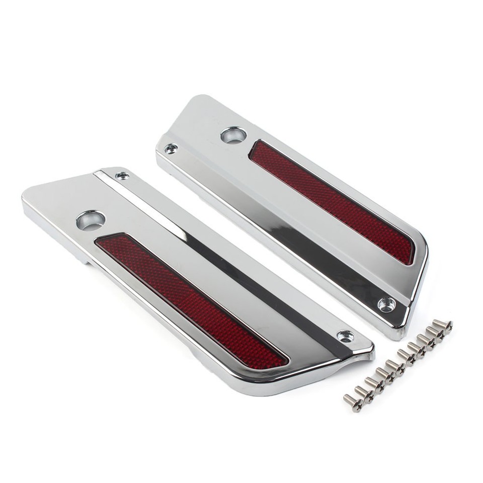 2x Saddlebag Latch Plate Cover With Red Reflectors For Harley Touring ...