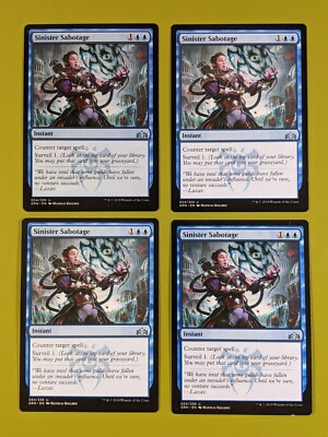 Sinister Sabotage x4 Guilds of Ravnica 4x Playset Magic the Gathering ...