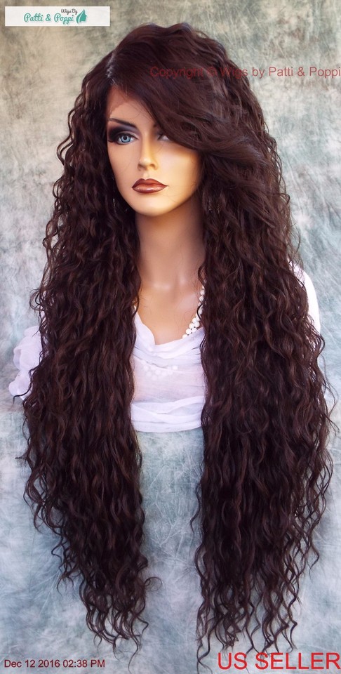 36" X-LONG LACE FRONT DEEP C-PART HIGH HEAT SAFE WIG COLOR #4 SEXY 258 ...