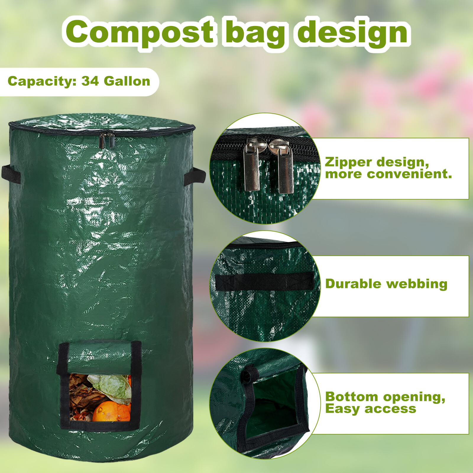 Garden Waste Bags Compost Bin Clean for Home | Grelly UK