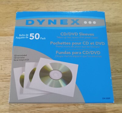 50 Pack NEW Dynex CD / DVD White Paper Plastic Sleeves | eBay