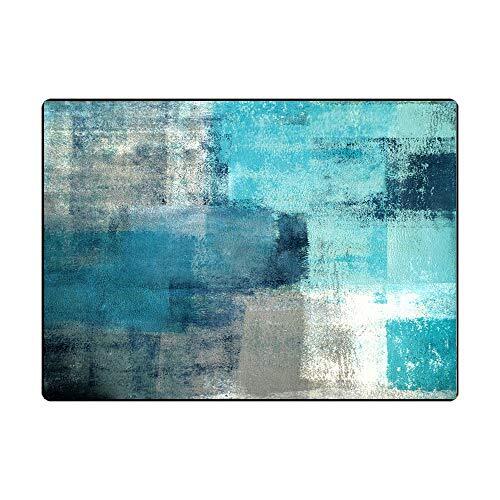 Rectangle Area Rug, Blue Abstract Modern 3X5 Area Rug Art 3' x 5 ...