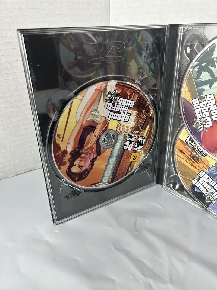 Grand Theft Auto V Five GTA FIVE for PC DVD-ROM 7 Discs Game With Map ...