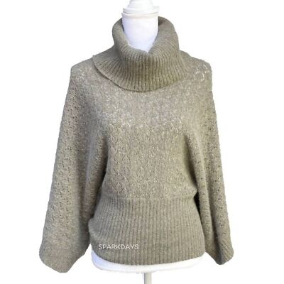 Kenar Wool Rabbit Hair Cowl Turtle Neck Long Sleeve Knit Sweater Large ...