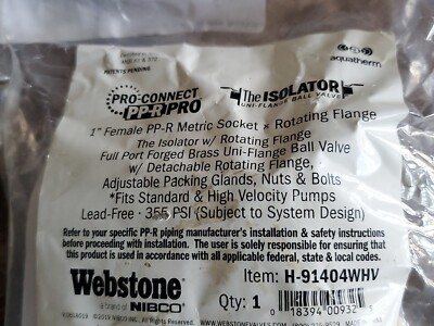 Nibco Webstone Pro-Connect PP-R Pro Aquatherm Isolator H-91404WHV $125 | eBay