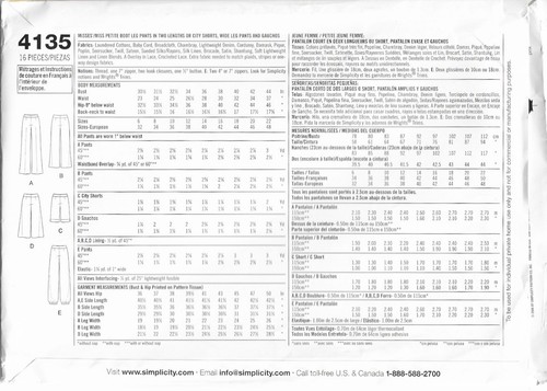 Simplicity 4135 Threads Pattern Bootleg or Wide Leg Pants, City Shorts ...