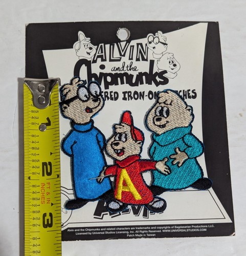 Vintage 90's Alvin & The Chipmunks COMIC CARTOON IRON ON EMBROIDERED ...