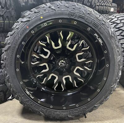 22x12 Fuel D611 Stroke Wheels 33" MT Tires Package 6x5.5 GMC Sierra ...