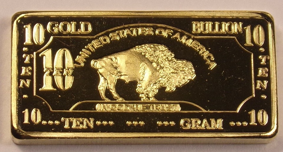 10 Gram 100 Mills .999 Fine Gold Collector Bar.........Free Shipping ...