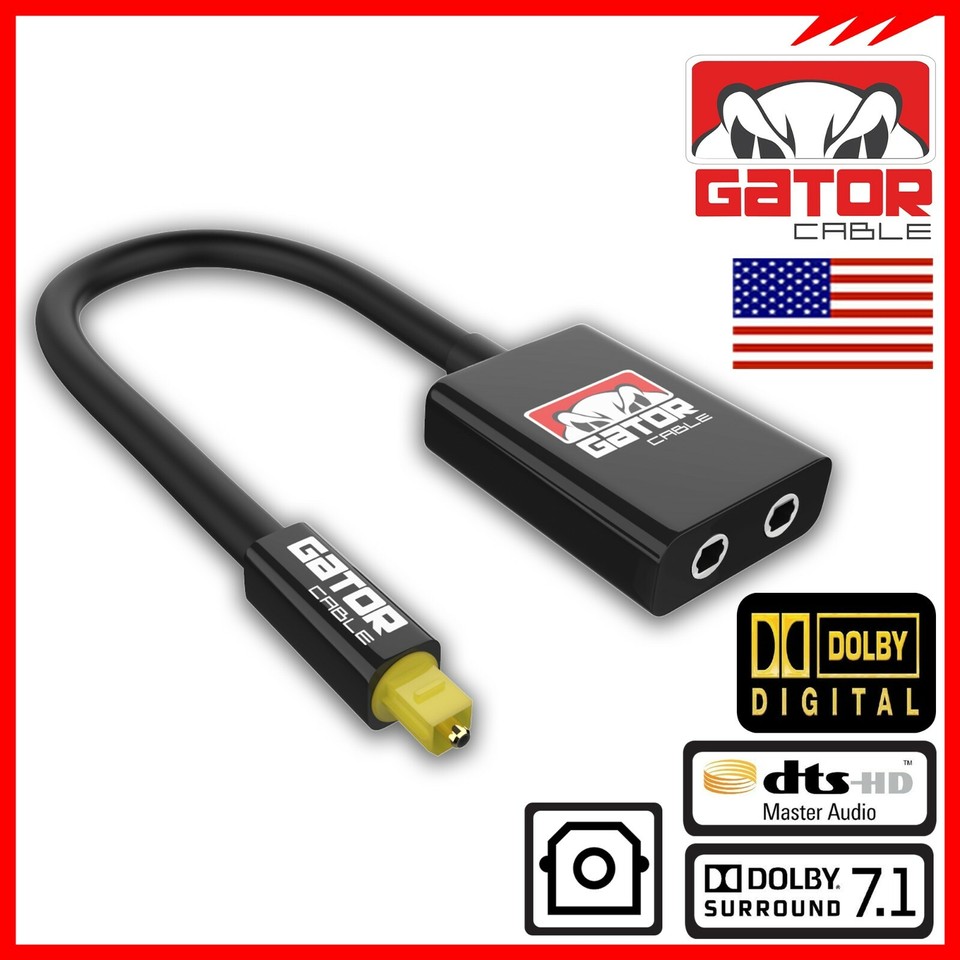 Dual Port Optical Toslink Digital Adapter Splitter Audio Cable Fiber 1 ...