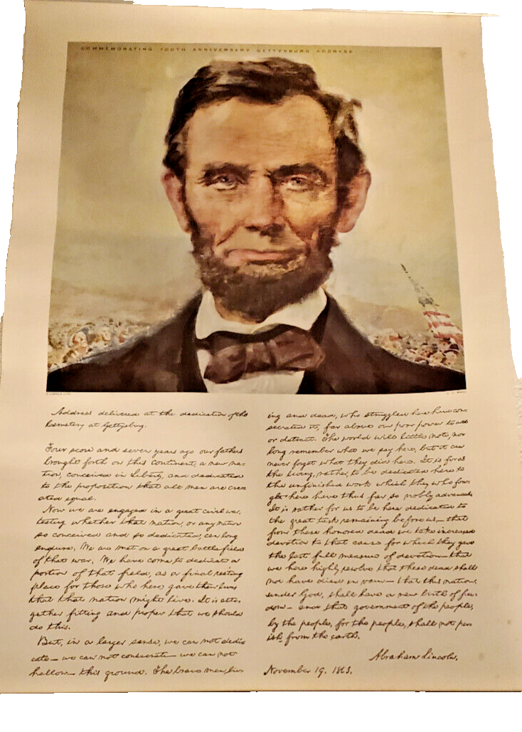 ABRAHAM LINCOLN CIVIL WAR PICTURE & GETTYSBURG ADDRESS POSTER 11 X 18 ...
