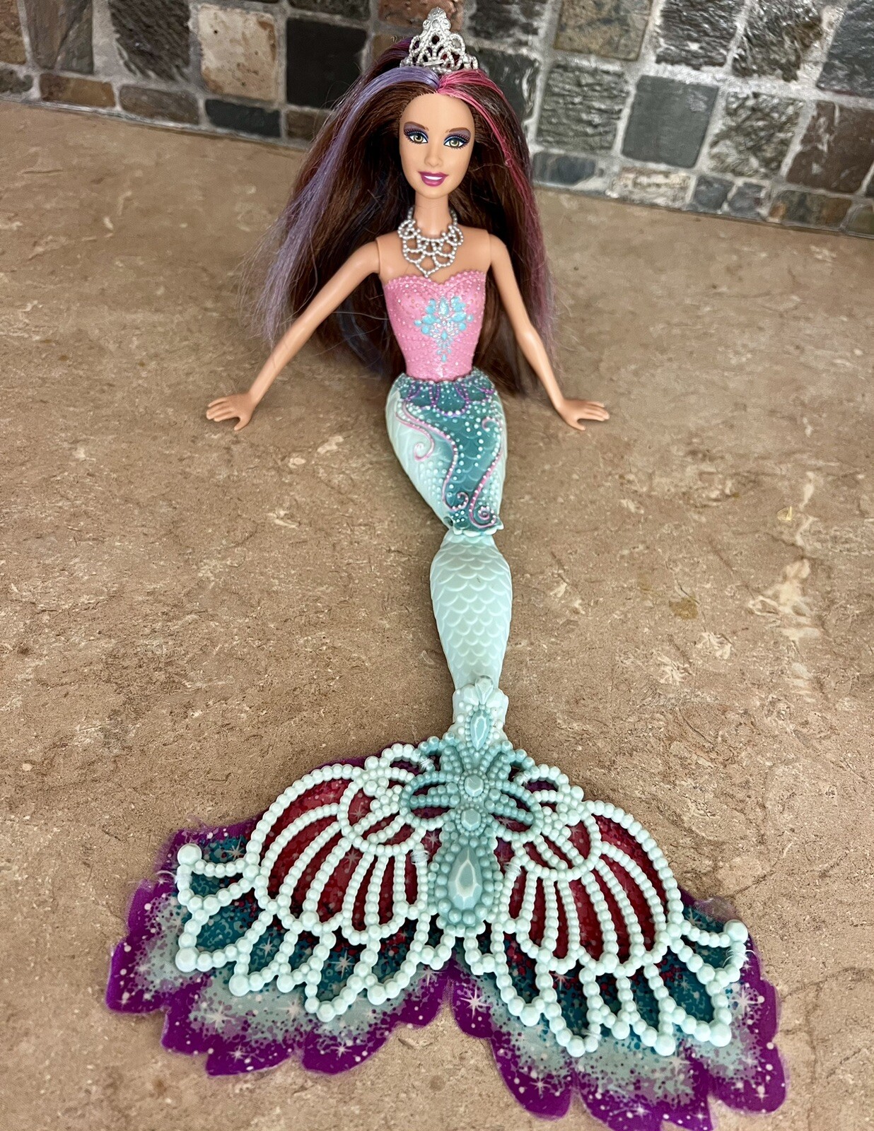 2012 Barbie Color Magic Mermaids Teresa Doll Pink Teal Purple Brown ...