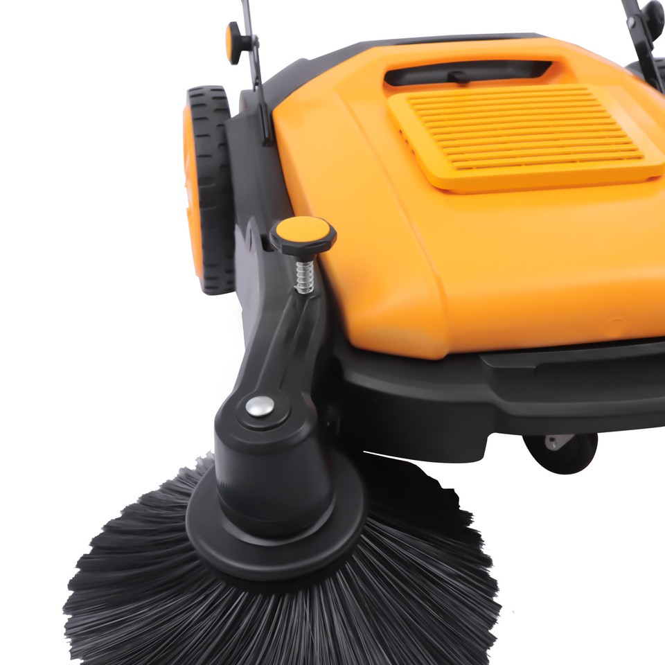 41 in Hand Push Sweeper Broom Walk-Behind Pavement Mall Floor Sweeping ...