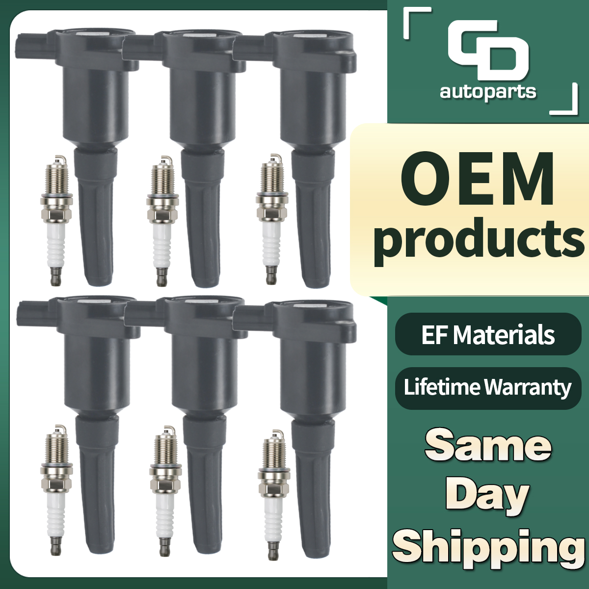 UF384 6 Ignition Coil +6 Spark Plug for 95-97 Jaguar Vanden Plas XJR ...