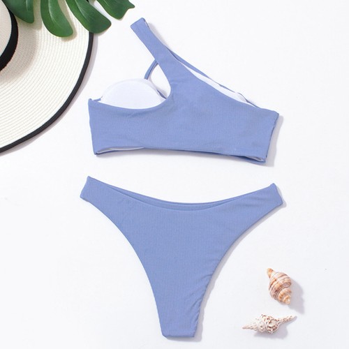 2pcs/set Women Swimsuit Quick Drying Beach Wear One Shoulder Bathing ...