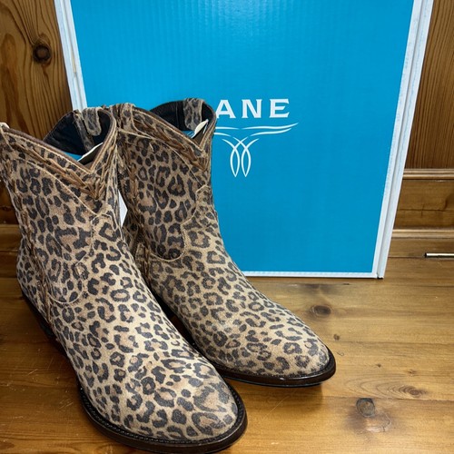 NEW Lane PLAIN JANE Emma Western Bootie 6 Leopard Zipper Cowboy Ankle ...