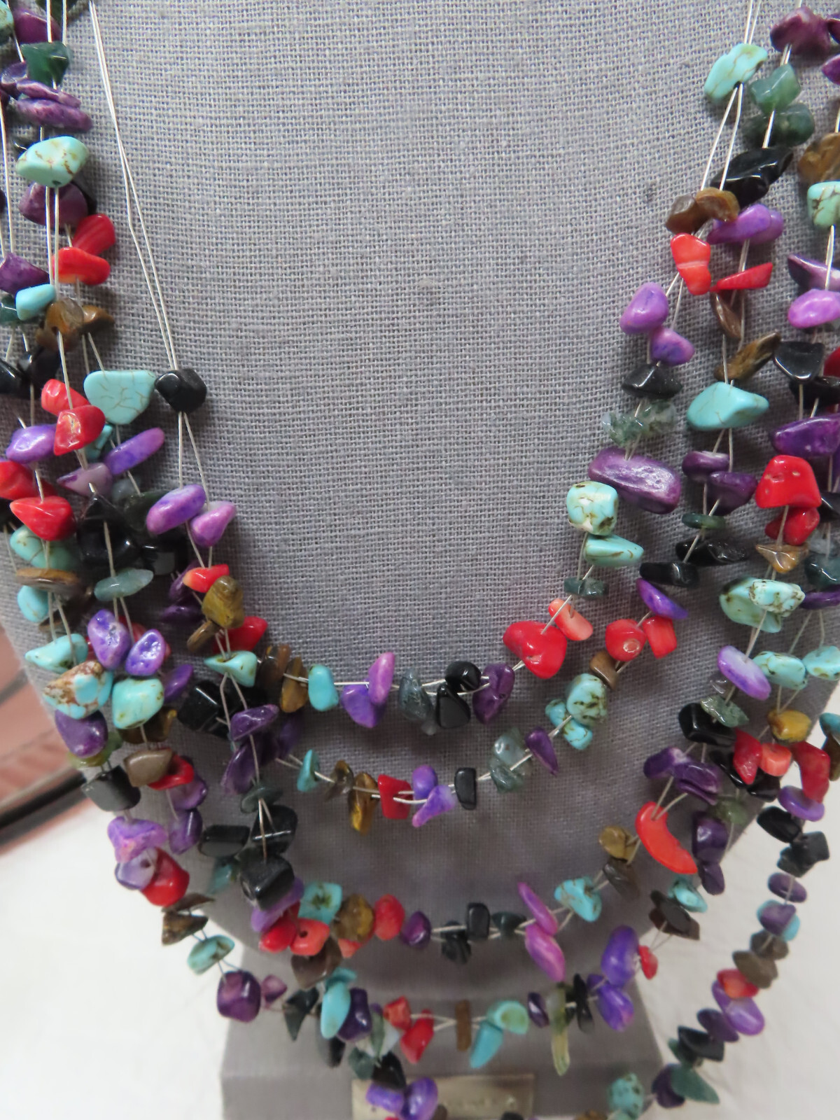 BOHO Wire 5 Strand Necklace Rainbow Bright Necklace Multi colors | eBay