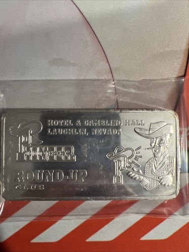 Pioneer Round-Up Club Vintage 10 oz Silver Bar Hotel & Gambling ...