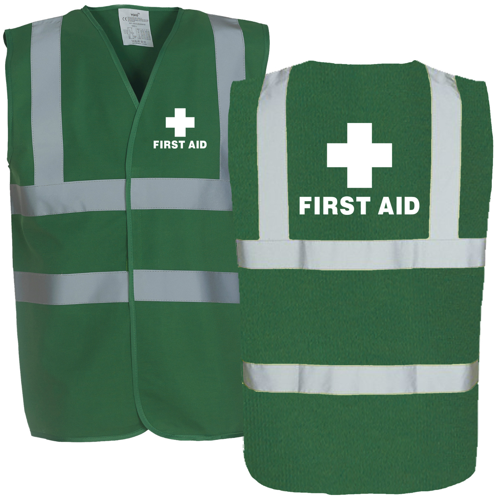 First Aid Printed Green Hi Viz Safety Vest - High Vis Waistcoat ...
