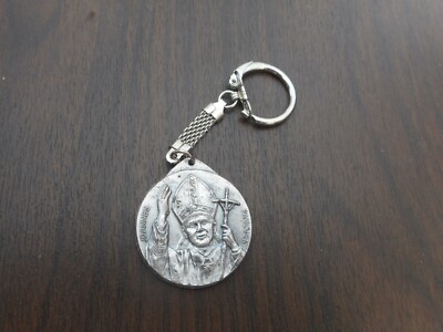 Pope John Paul II Catholic Vatican Silver Tone 1.25" Souvenir Key Chain ...