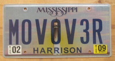 Mississippi VANITY License Plate MOVE OVER (MOVOV3R) | eBay