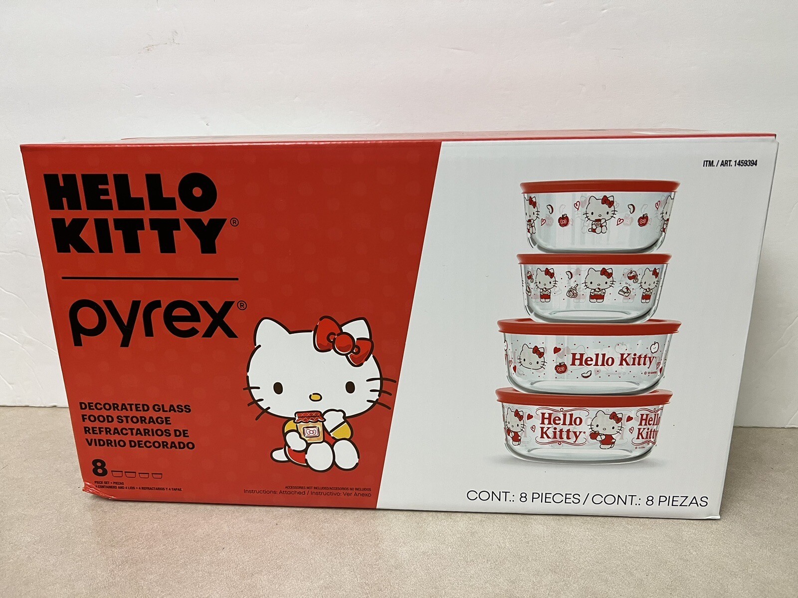 Pyrex - Hello Kitty - Glass Food Storage Container Set - Brand new - 8 ...