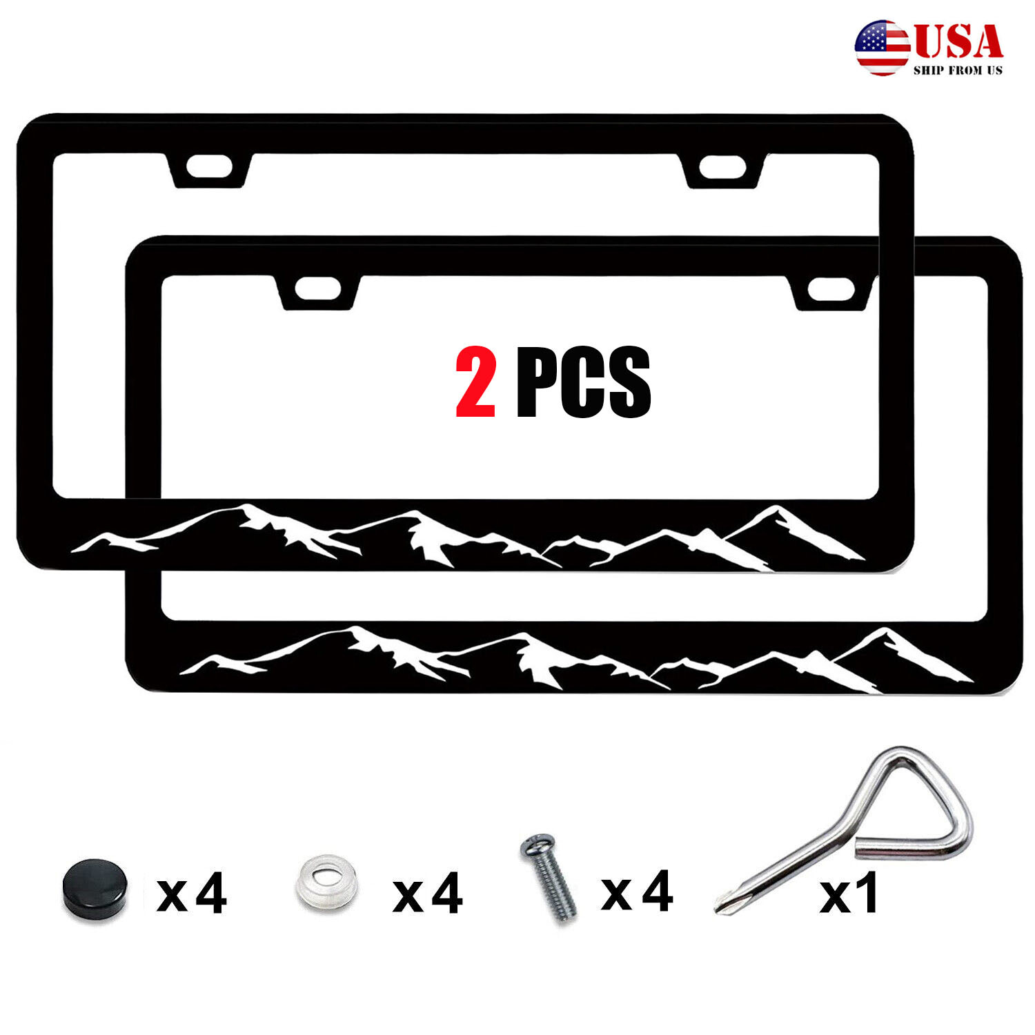 2X For Toyota Accessories Mountain Raised Car License Plate Frame Cover ...