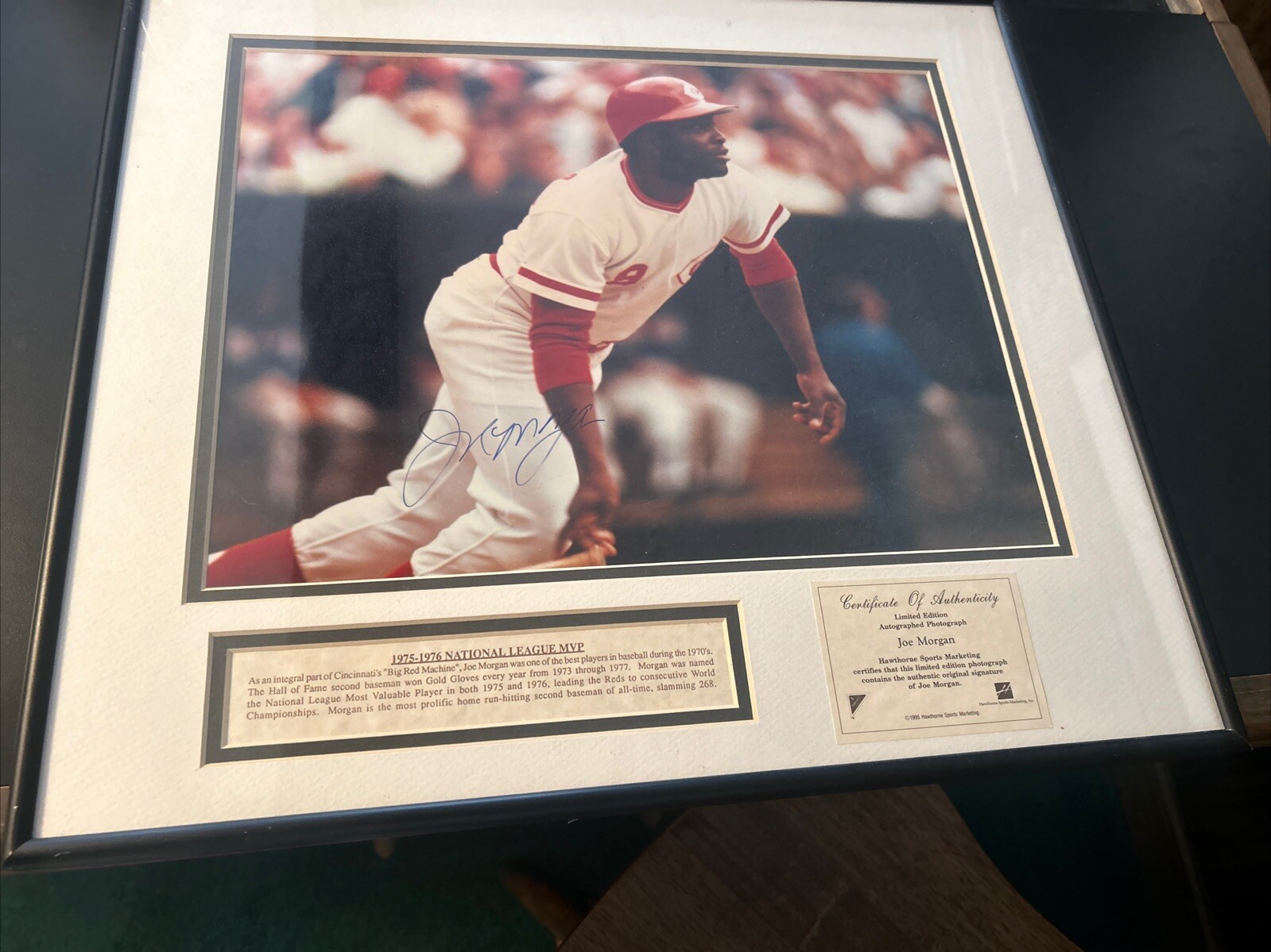 Joe Morgan Autographed 8x10 Photo Framed 1975-76 MVP Baseball Hall Of ...