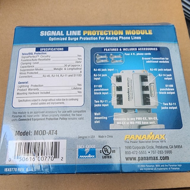 Panamax MOD-AT4 for Digital Phone System Protection for 4 Lines Signal ...