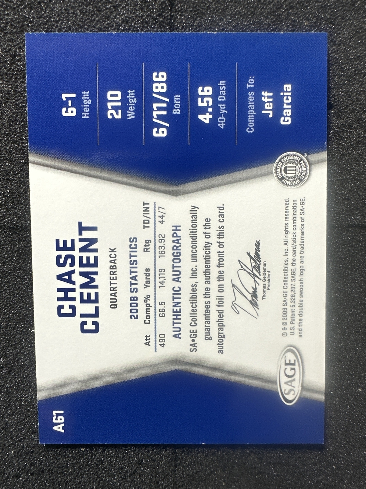 2009 SAGE HIT CHASE CLEMENT Auto Autograph Silver #A61 Rice Owls | eBay