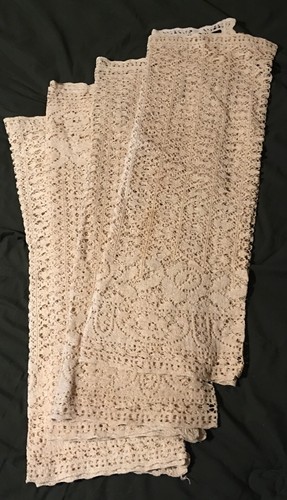 4 Pieces 26x75 Vintage Lace Tablecloth Runner Curtains DIY Sewing | eBay