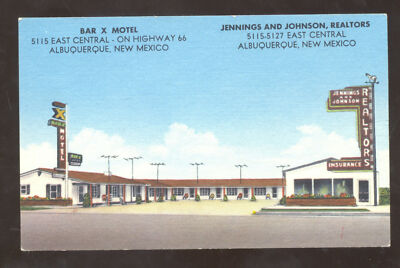 ABUQUERQUE NEW MEXICO BAR X MOTEL VINTAGE ROUTE 66 LINEN ADVERTISING ...