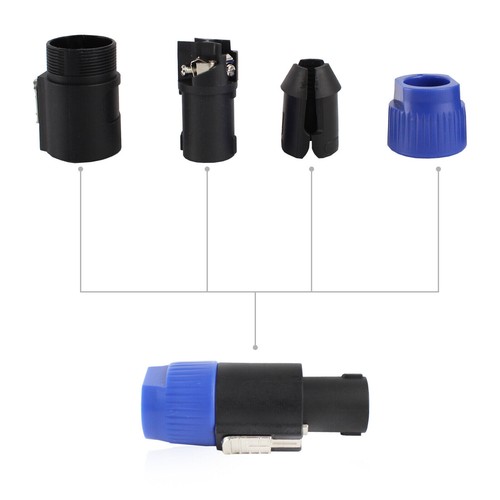 10pcs 4 Pole Speakon Male Plug Pro Audio Cable 4 Conductor Connector ...